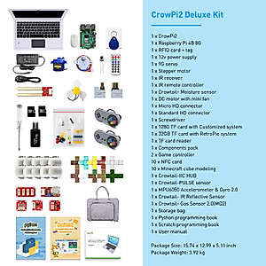 CrowPi2 Coding Kits for Raspberry Pi 4, Fits Raspberry Pi Laptop, Programming Kit for Professional, Kids, Adult - Deluxe Kit