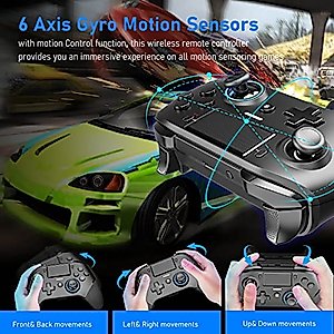 GCHT GAMING Wireless Pro Controller for PS4/PS4 Slim/PS4 Pro Compatible PC, Steam, Android and iOS, MAC, with Back Buttons, Turbo, Vibration, Game Joystick Gamepad Wireless/Wired (Dark Black)