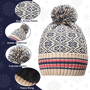 5 in 1 Women Soft Warm Thick Cable Knitted Beanie Hat Scarf Gloves Socks Earmuff Set Thickened Lining Cap Touchscreen Gloves (Beige, Khaki)