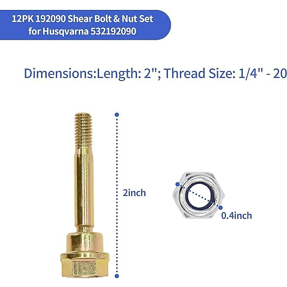 Thaekuns 10pcs 532179828, 532187494, 532188243, 532192090, 588077501, 601001986 Shear Pin Bolt and Nut for Husqvarna,AYP Snow Throwers