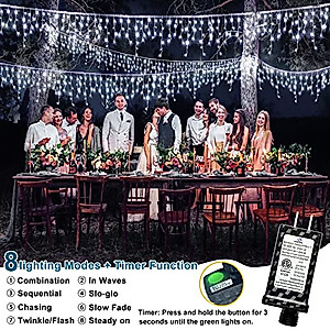 Christmas Icicle Lights Outdoor - 66ft 640 LED 8 Modes Connectable Curtain Fairy String Lights with Timer Memory, Plug in Waterproof for Home Decoration Holiday Eaves Yard Party Indoor (Cool White)