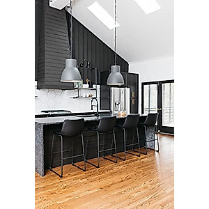 Signature Design by Ashley Centiar Urban Industrial 28.75" Pub Height Bucket Seat Barstool, 2 Count, Black