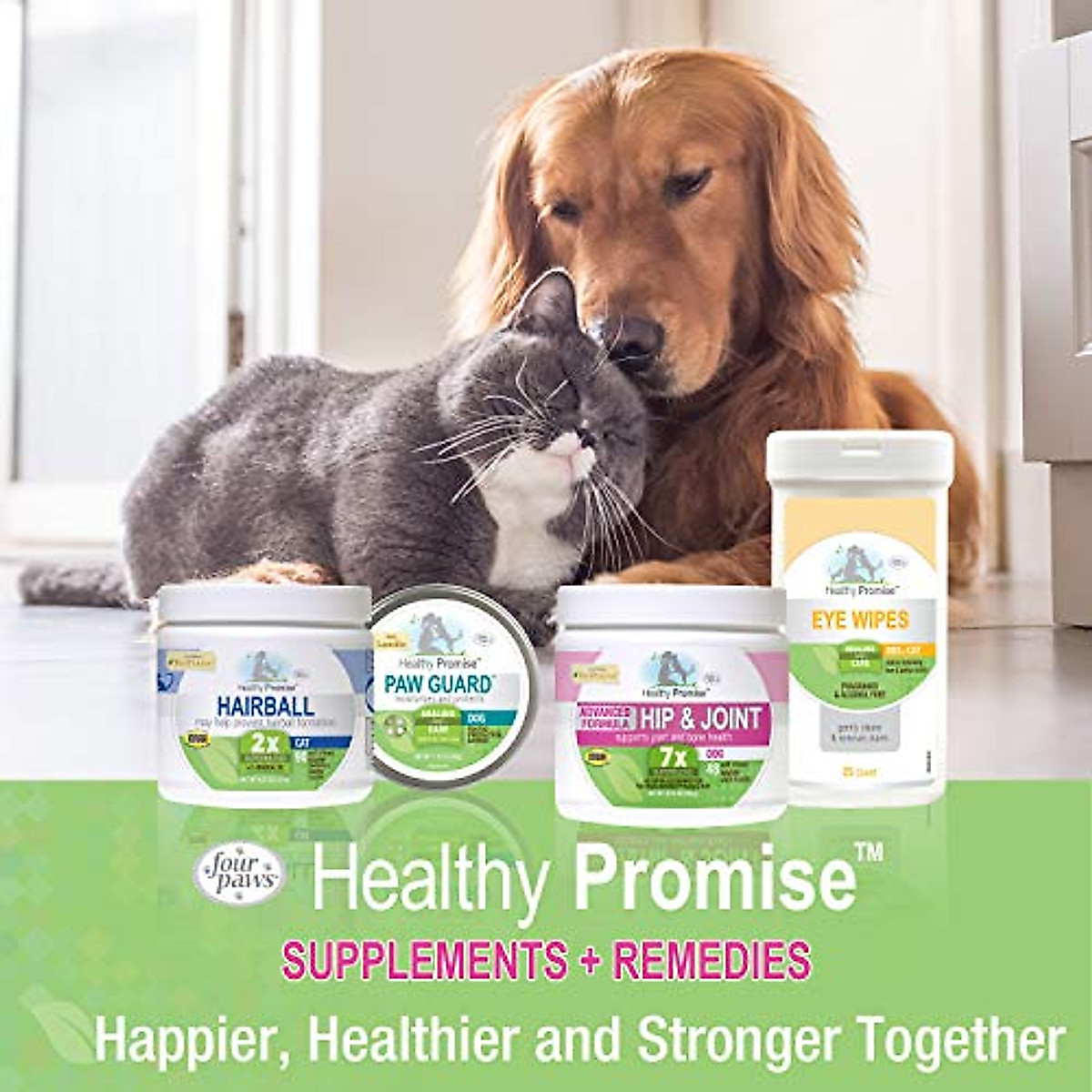 Four Paws Healthy Promise Pet Eye Wipes for Dogs and Cats 25 Count