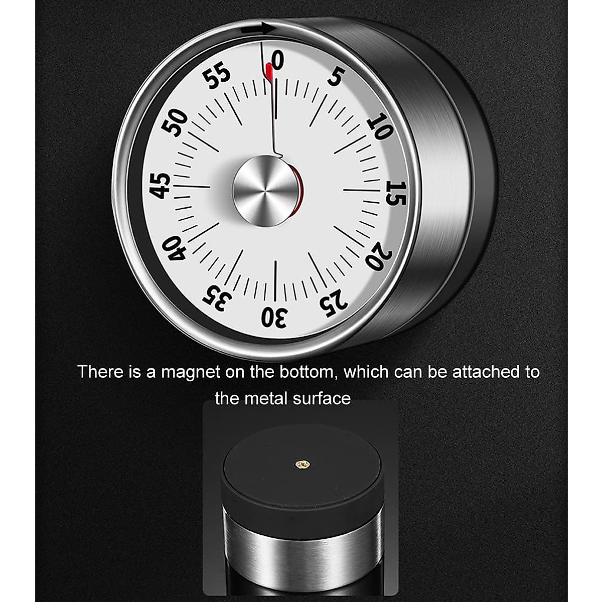 Beautysdream Magnetic Mechanical Kitchen Timer -Countdown 60 Minute Visual Time Management Tool Baking Cooking Steaming Barbecue (Black) for Kids, Teachers and Adults Small Cute (Black), One Size