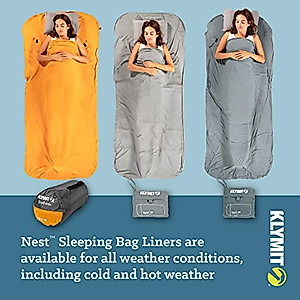 Klymit Nest Sleeping Bag Liner, Warm Weather Sleeping Bag Insert, Gray, XL