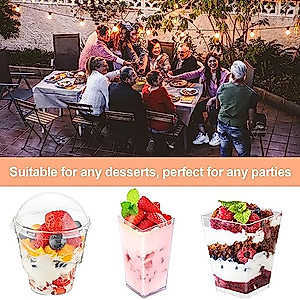 EASERCY 75 Pack 3 oz / 4.8 oz / 5 oz Plastic Dessert Cups with Lids and Spoons, Parfait Cups with Lids Appetizer Cups for Party, Mini Dessert Cups with Spoons for Pudding Fruit