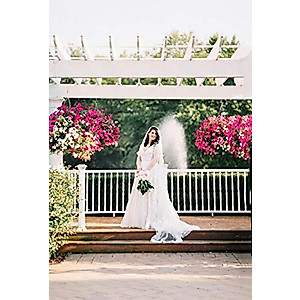Ursumy Gorgeous Wedding Lace Veil Floral Long Cathedral Veils for Brides Soft Tulle Bridal Veils with Comb 118" (Ivory)