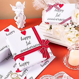 WRAPAHOLIC Anniversary Wrapping Paper Sheet - 6 Sheets 1st Anniversary Design Folded Flat for Birthday, Anniversary, Valentines Day, Party - 19.7 Inch X 27.5 Inch Per Sheet