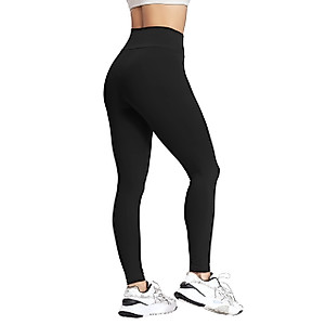 VALANDY High Waisted Leggings for Women Stretch Tummy Control Athletic Workout Running Yoga Pants Black Plus Size