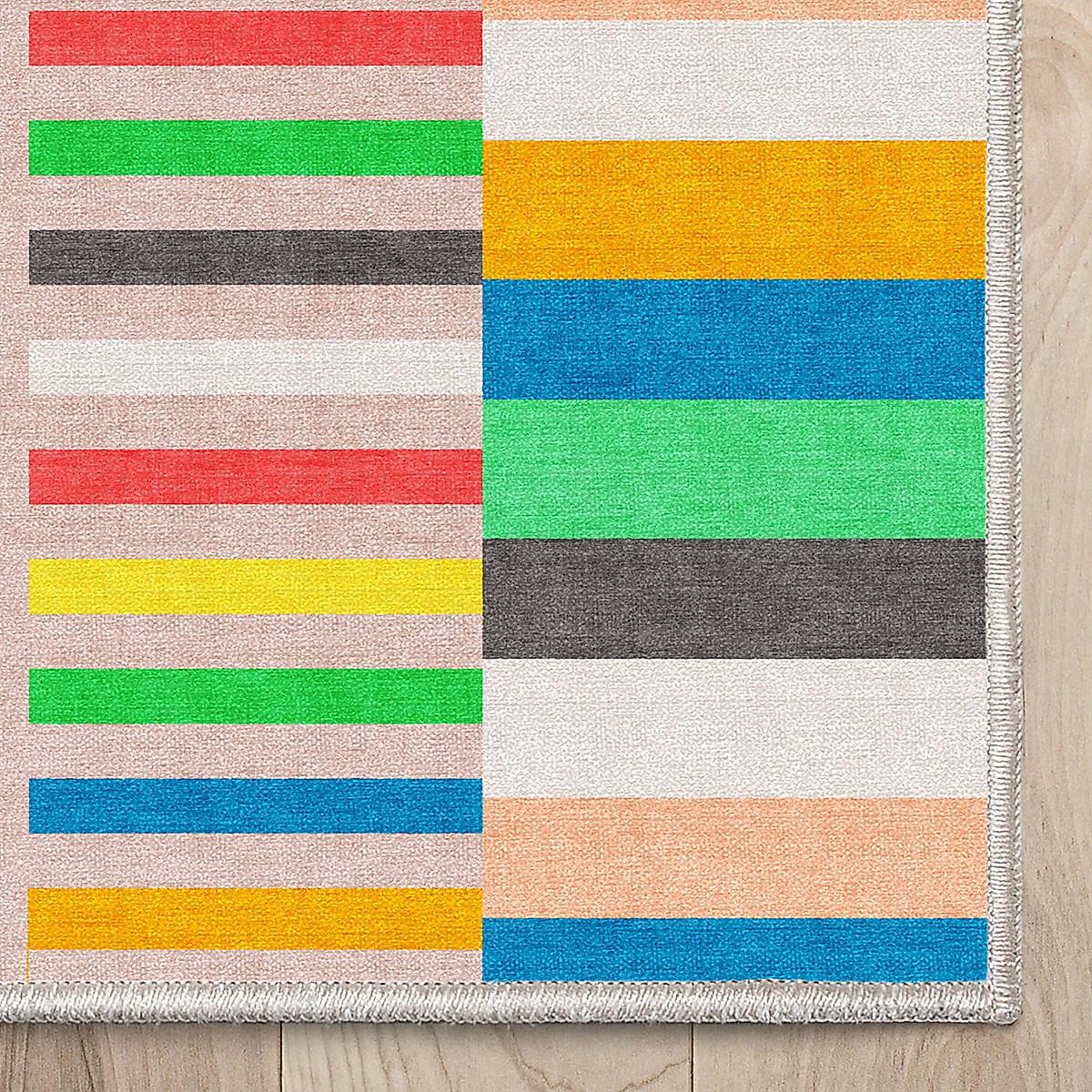 Well Woven Geometric Modern Flat-Weave Washable 7'10" x 9'10" Area Rug - Multi Color Bright Geometric Abstract - for Living Room, Dining Room and Bedroom