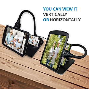 MagniPros 3X Magnifying Glass with Light and Stand, Flexible Gooseneck Magnifying Desk Lamp w/USB Fast Charge & Tablet Stands for Reading Fine Print, Painting, Sewing, Crafts & Close Work