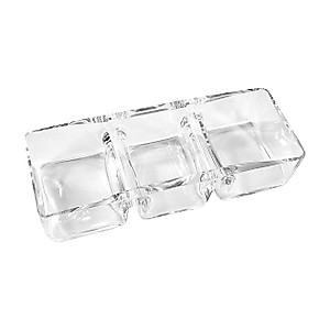 Glass - Sectional - Relish - Divided -Dish - Tray - 3 Part - Rectangular - for Nuts, Chocolate, Fruit or Candies - 12" Long - Made in Europe - by Barski