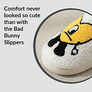 Daisy’s Findings Bad Bunny Slippers | Smiley Face Slippers for Women | Cute Plush Cute Slippers for Women | Fluffy Slippers | Fuzzy Slippers Women Indoor and Outdoor