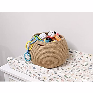 Goodpick Cute Round Basket - Cotton Rope Jute Baskets in Living Room Woven Towel Basket Bedroom Storage Bakset for Children Corner Plant Basket Indoor, Jute, 10"D x 8.3"H