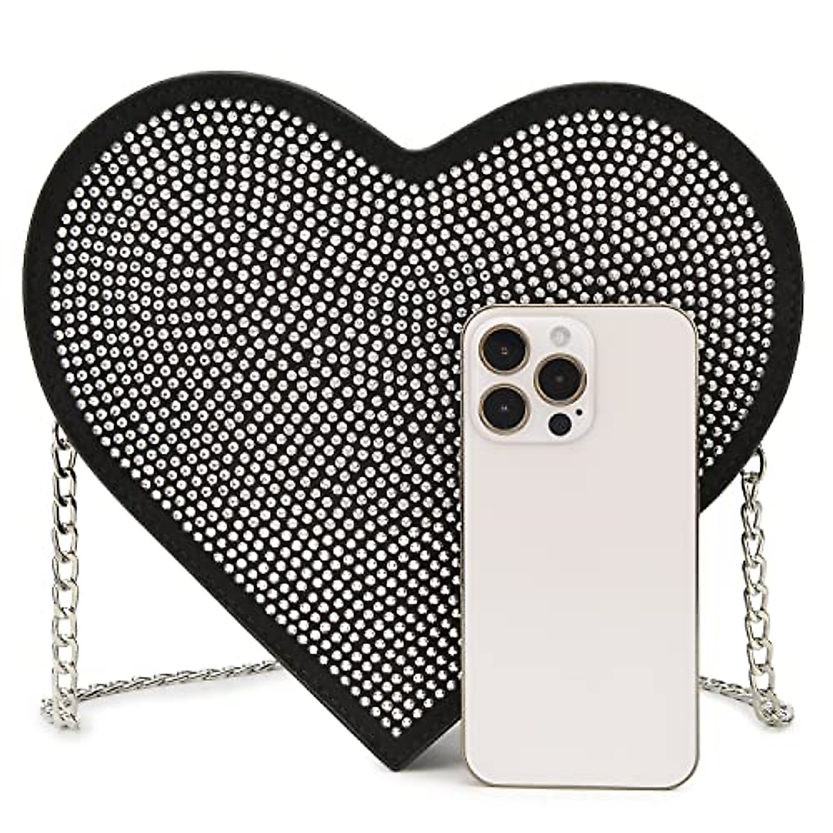 lola mae Heart shaped bags for women Rhinestone Shining Heart Crossbody Handbag