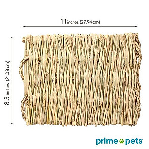 PrimePets Grass Mat for Rabbits Bunny, 3 Pack, Woven Hay Mat for Small Animals, Natural Straw Bedding Resting Cage Mat for Guinea Pig Parrot Chinchilla Hamster Rat