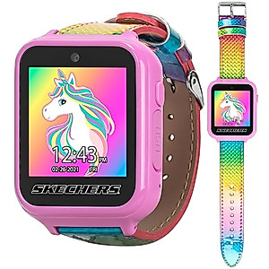 Skechers Kids Smart Watch with Rainbow Iridescent Strap, Games, Camera, & Fitness Tracker – Fun & Colorful Digital Watch with Touchscreen, Alarm, and Step Counter, Perfect for Everyday Wear and Play