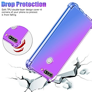 Gufuwo Case for Y7 2018/Y7 Prime 2018/Y7 Pro 2018/Honor 7C/Enjoy 8 Cute Case Girls Women, Gradient Slim Anti Scratch Soft TPU Phone Cover Shockproof Protective Case for Huawei Y7 2018 (Purple/Blue)