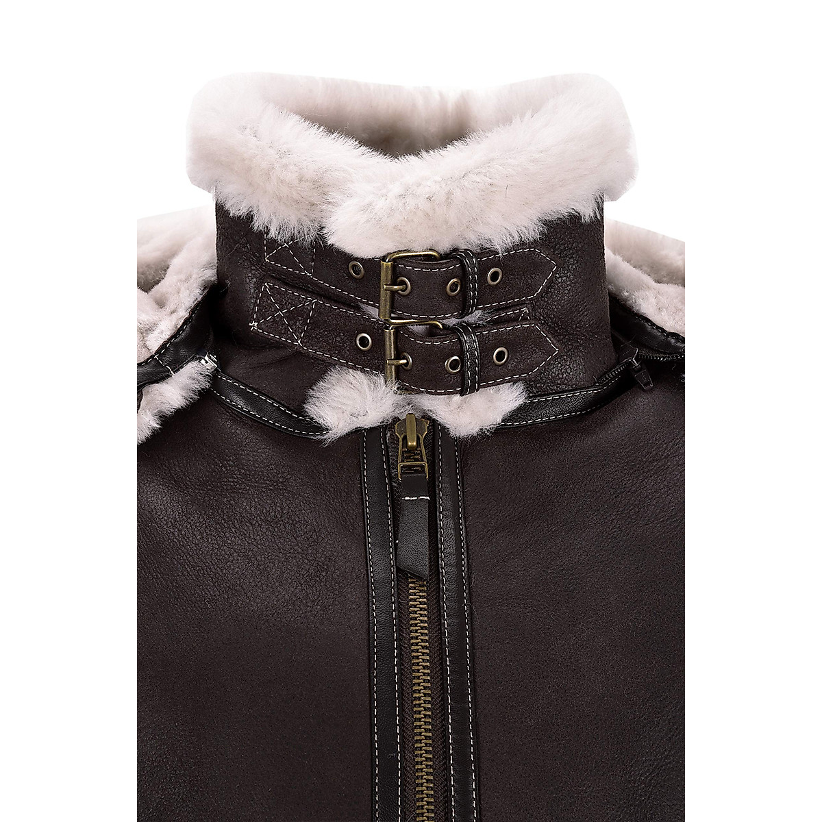 Men's Aviator RAF Classic B3 Sheepskin Bomber Flying Real Leather Jacket 116117 (XL, Brown/Beige)