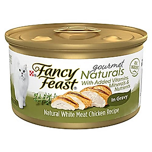Purina Fancy Feast Wet Cat Food Gourmet Naturals White Meat Chicken Recipe in Wet Cat Food Gravy - (12) 3 oz. Cans