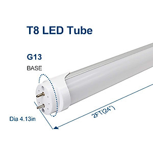 LightingWill LED T8 Light Tube 2FT, Warm White 3000K-3500K, Dual-End Powered Ballast Bypass, 1000Lumens 10W (24W Fluorescent Equivalent), Frosted Cover, AC85-265V Lighting Tube Fixtures, 4 Pack…