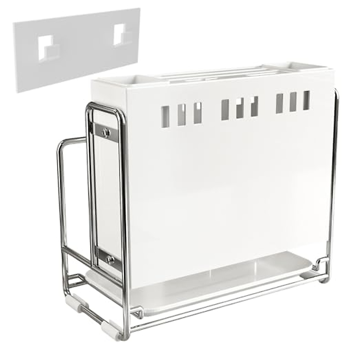 ZHENZQ Integrated Kitchen Utensils Holder No Drilling Hanging Knives and Chopsticks Storage Rack Modern Iron Storage Solution