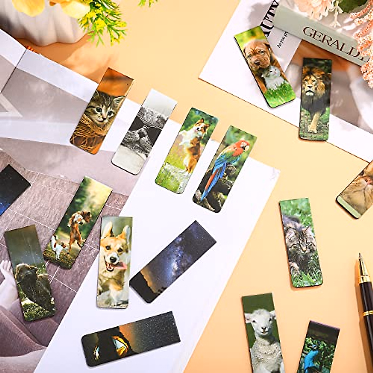 60 Pieces Cool Kids Magnetic Bookmarks Set for Kids Cute Animal Book Marks Space Galaxy Magnetic Bookmarks Cute Cat Bookmarks Cute Dog Bookmarks for Book Lovers Book Club Classroom Gifts for Students