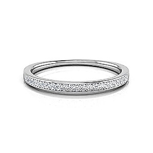 PB Collection Ladies Half Eternity 925 Sterling Silver Stackable Band Ring Cubic Zirconia Wedding Band Ring for Women Channel Setting 5