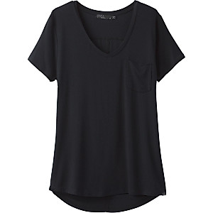 prAna Women's Foundation Short Sleeve V-Neck T-Shirt, Black, Small