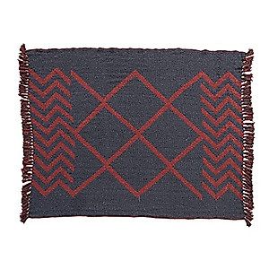 Creative Co-Op Recycled Cotton Blend Geometric Design and Fringe, Multicolor Throw Blanket, Multi