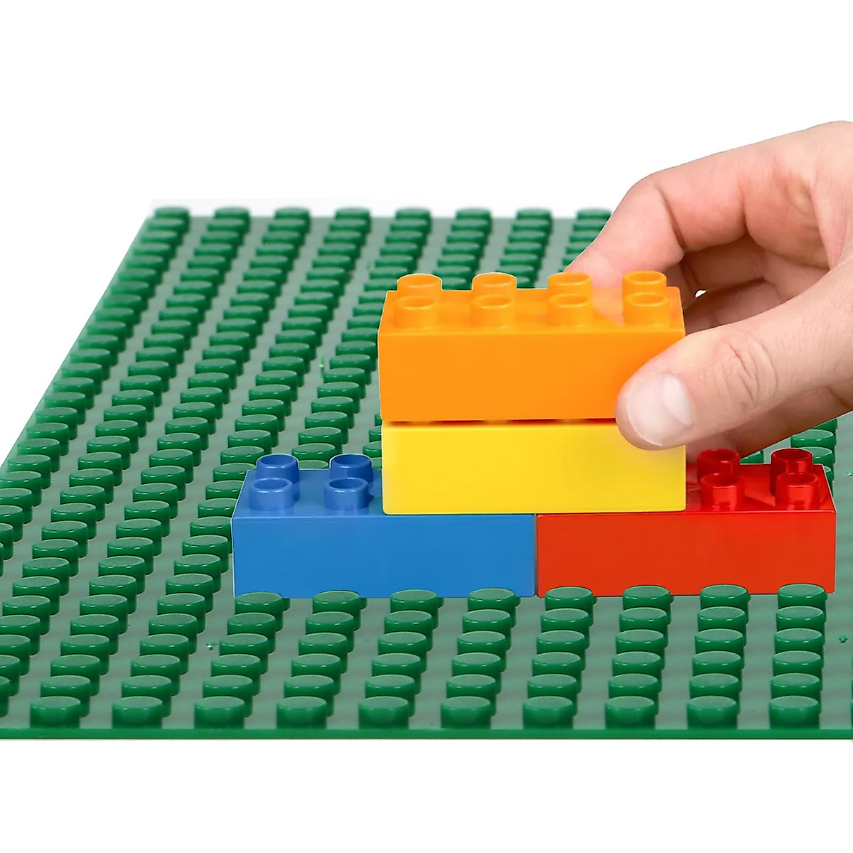 ZEAYEA 12 Pack Classic Baseplates, Building Base Plates for Building Bricks 100% Compatible with All Major Brands-Baseplate, 10" x 10" Stackable Bases, Green