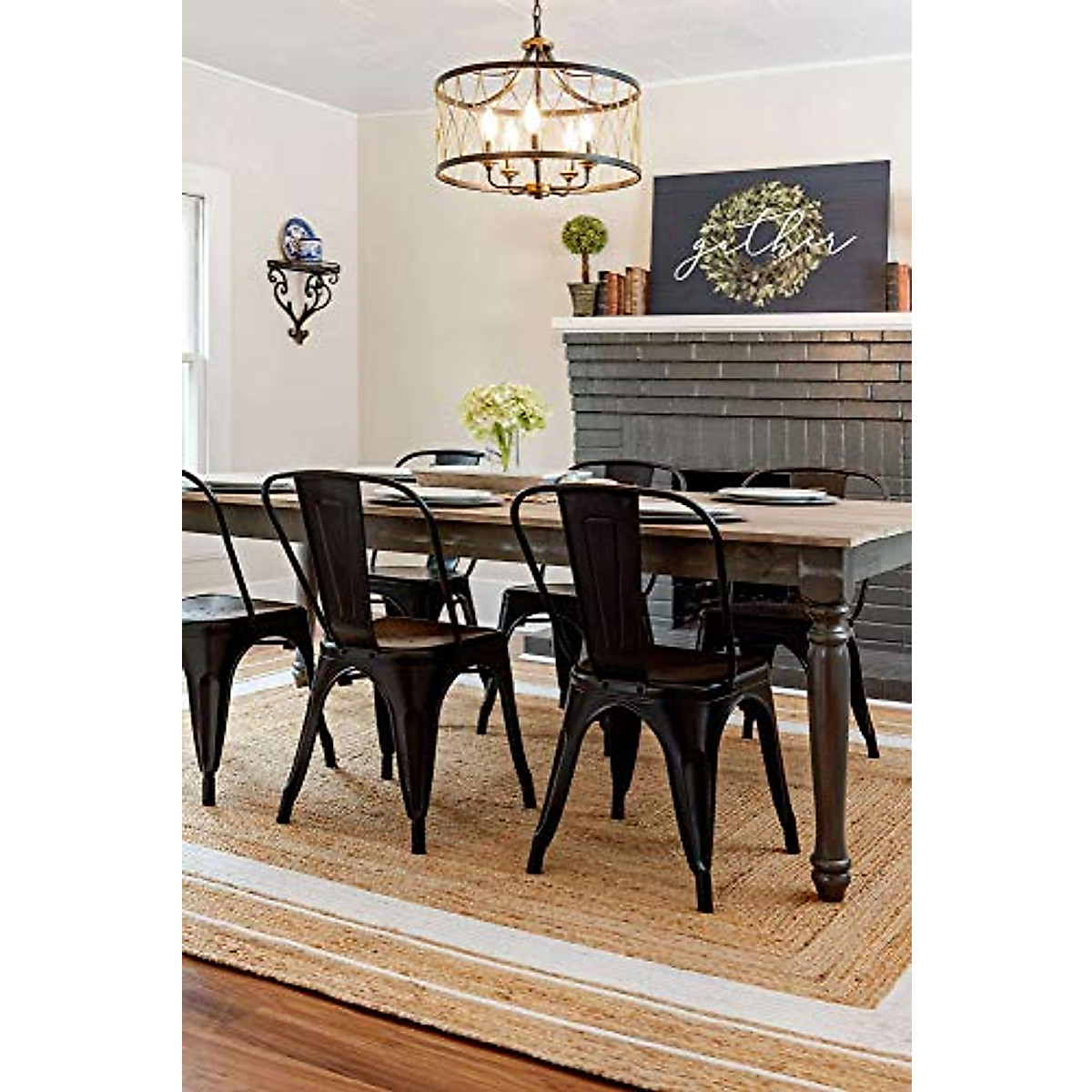 Unique Loom Braided Jute Collection Classic Quality Made Hand Woven with Coastal Design Area Rug, 6 ft x 9 ft, Natural/Ivory