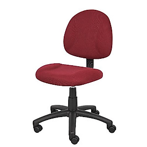 Boss Office Products Perfect Posture Delux Fabric Task Chair without Arms in Burgundy