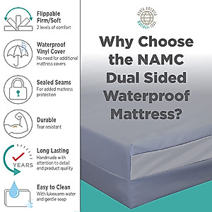 NAMC Bed-wetting Mattress - Dual-Sided: Firm or Soft, Durable Vinyl Cover - Twin XL (39" X 80" Long)