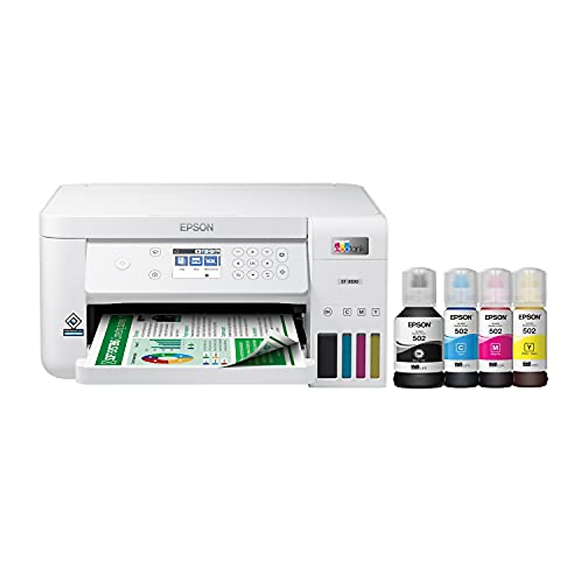 Epson EcoTank ET-3830 Wireless Color All-in-One Cartridge-Free Supertank Printer with Scan, Copy, Auto 2-sided Printing and Ethernet (Renewed),White
