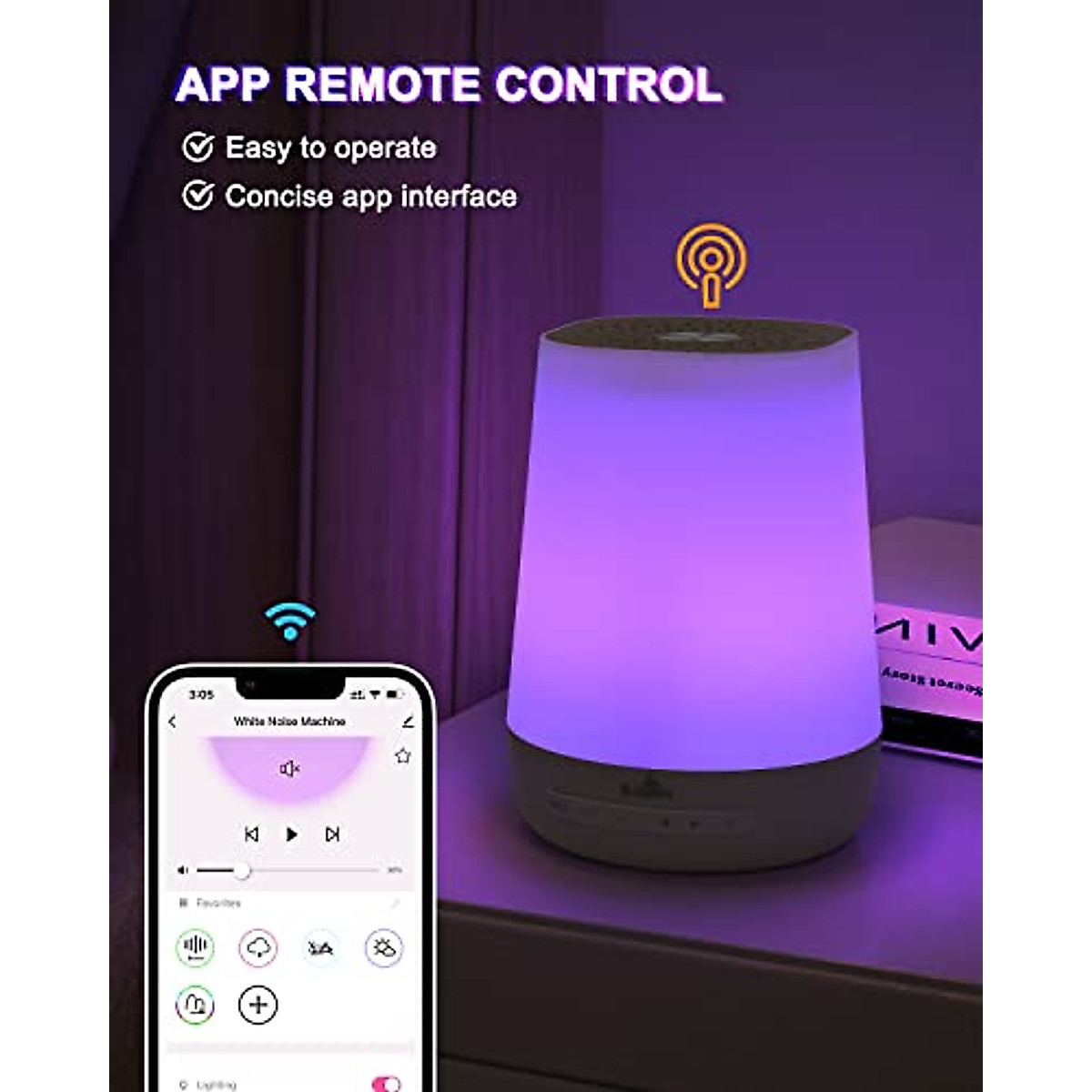 BABYMUST Baby White Noise Machine, Sound Machine with Night Light for Baby Sleeping, 34 Soothing Sounds, App Remote Control, Set Wake up & Sleep Schedule, Timer, Rechargeable, Portable for Travel