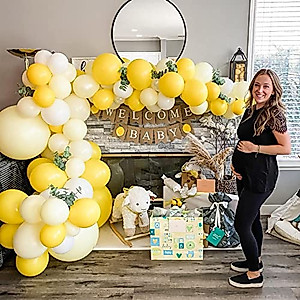 OUOshield 124pcs Yellow Balloons Garland Arch Kit Lemon Daisy Honeybee Theme Light and Gold for Birthday Parties, Wedding, Baby Shower Party, Anniversary Party Decoration