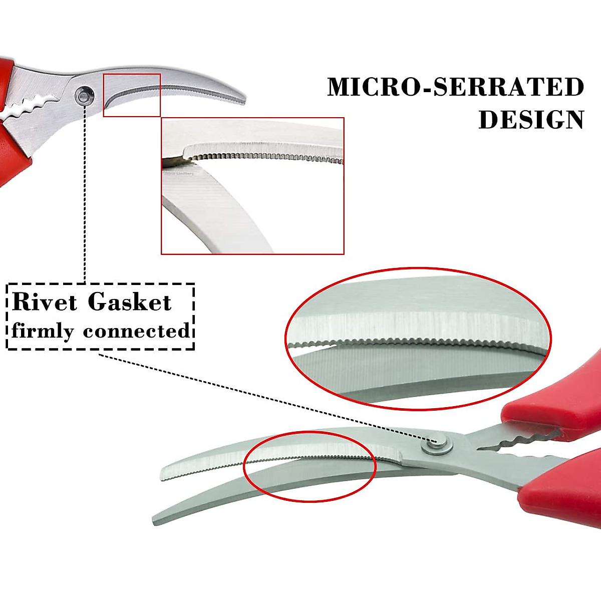 ROEDEER Kitchen Stainless Steel Seafood Scissors for Lobster,Shrimp,Crab,Crab Claw,King Crab Leg,Fish,Shellfish,Crawfish,6" And 7" 2PCS Shears