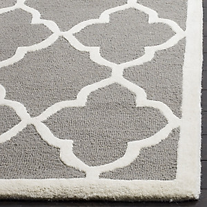 SAFAVIEH Cambridge Collection 8' x 10' Dark Grey/Ivory CAM312D Handmade Moroccan Trellis Premium Wool Area Rug