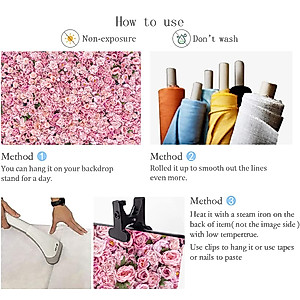 BINQOO 7x5ft Pink Rose Wall Background Mother Day Pink Flowers Backdrops Spring Tea Party Flowers Backdrop Girls Birthday Pink Princess Weeding Bridal Shower Pink Floral Anniversary Ceremony Decor