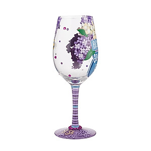 Enesco Designs by Lolita Best Grandma Ever Hand-Painted Artisan Wine Glass, 15 Ounce, Multicolor