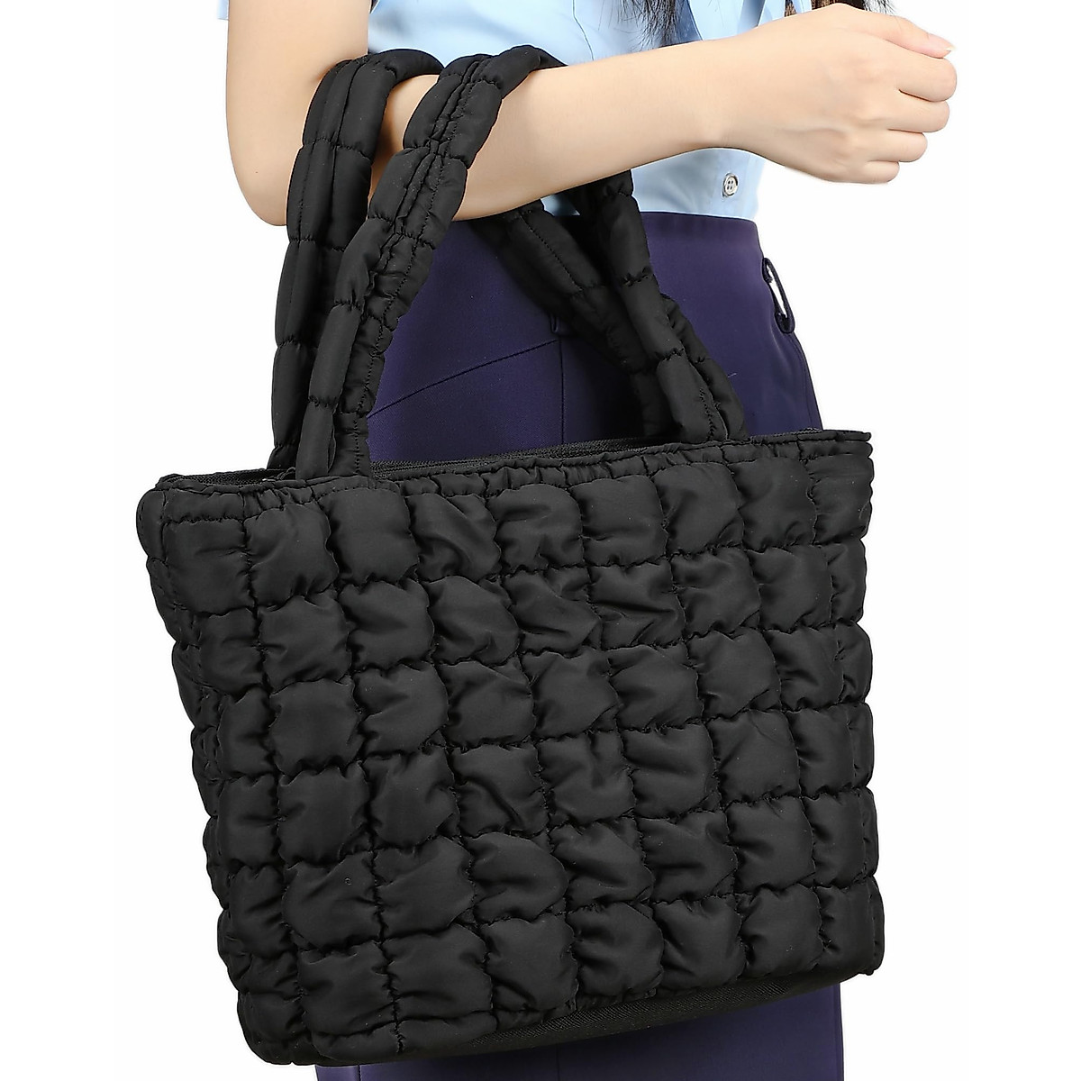 CAMTOP Lunch Box for Women Girls Insulated Cute Lunch Tote Bag Lunchbox Cooler Puffer Bag for Work Travel Picnic(Black)