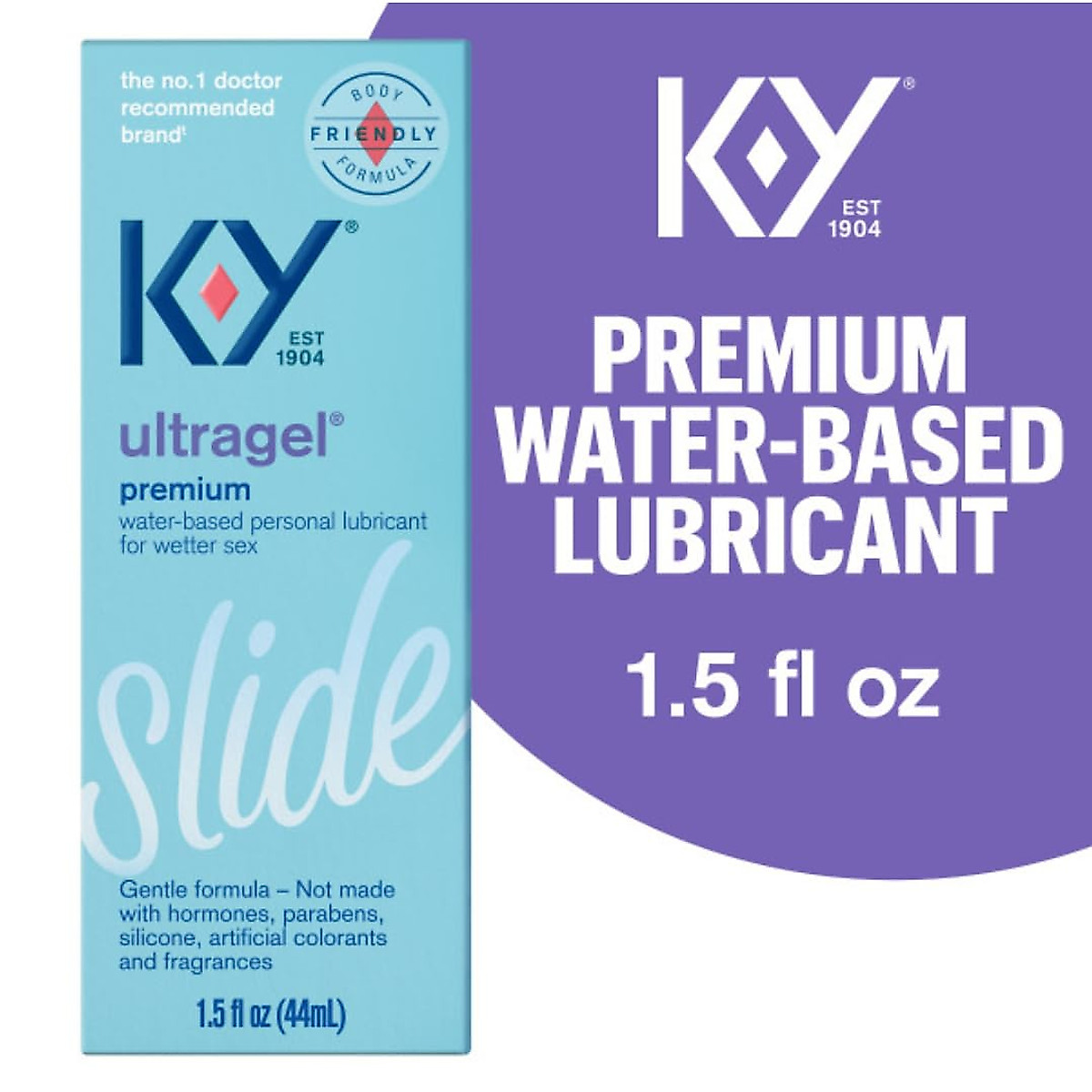 K-Y UltraGel Premium Water Based Lube- Personal Lubricant Safe To Use With Latex Condoms, Devices, Sex Toys and Vibrators, 1.5 oz. (Pack of 2)