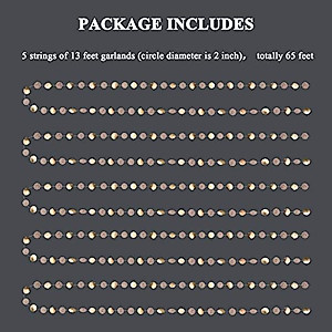 5 Pack Circle Dots Garland Champagne Gold Party Decorations Paper Garland Party Streamers Bunting Backdrop Hanging Decor Banner,Party Decor Banner Totally 65 Ft