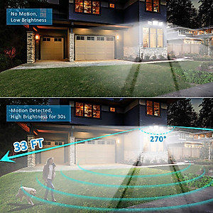 URPOWER 2-in-1 Waterproof 4 LED Solar Spotlight Adjustable Wall Light Landscape Light & 1000LM 130 LED Solar Motion Sensor Lights, 3 Adjustable Heads Solar Flood Lights for Patio,Garden(4pack+1pack)