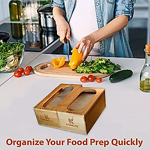 Ziplock Bag Storage Organizer - Bamboo Wood 4 Piece Plastic Bag Dispenser for Kitchen Drawer - for Gallon, Quart, Sandwich and Snack Size Ziplock Bags – by KITCHENCLIQUE