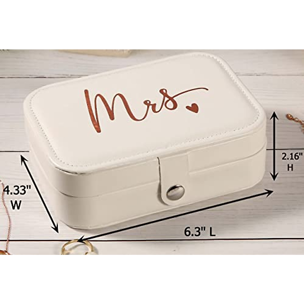 Mrs Travel Jewelry Box Gift-Plush Velvet Trinkets Storage Organizer Case-Miss to Mrs Gift-Wedding Gift for Bride-Mrs Gift-Bridal Shower Gift for Bride-Bachelorette Party Gift for Bride-Rose Golden