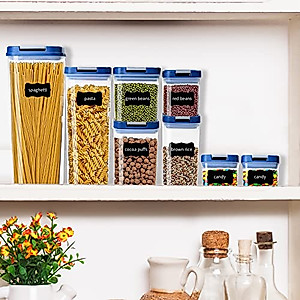 Airtight Food Storage Container Set 8 PC with Labels and Marker,BPA Free Plastic Dry Food Canisters for Kitchen Pantry Organization,Suitable for Flour, Sugar and Cereal