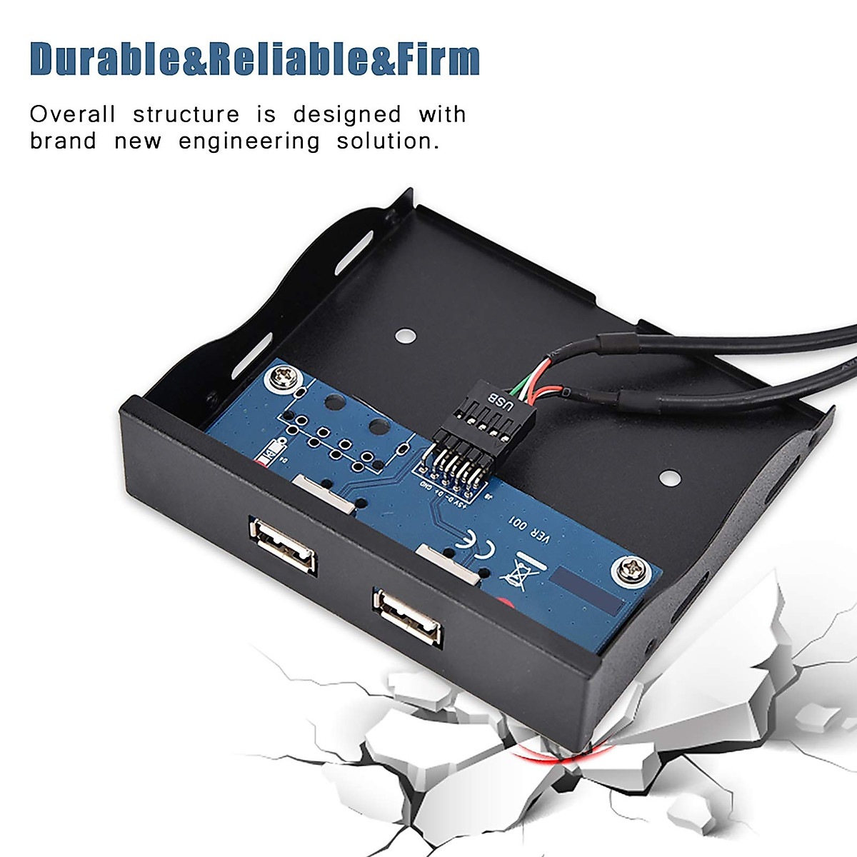 Socobeta USB 2.0 Front Panel Floppy Disk Bay Multi-Functional USB 2.0 Front Panel 3.5 Inch Floppy Bay 9 Pin to 2 Interface USB 2.0 HUB