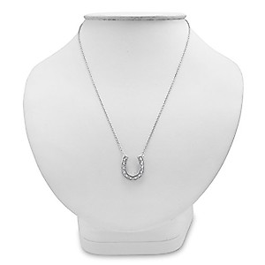 Amanda Rose Collection Diamond Horseshoe Necklace for Women in Sterling Silver 16 inches long